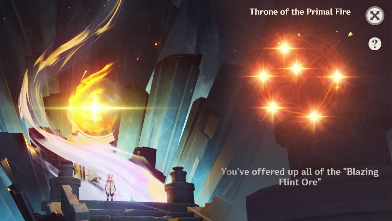 Offering 6 Blazing Flint Ores to Throne of the Primal Fire | Genshin Impact - YouTube