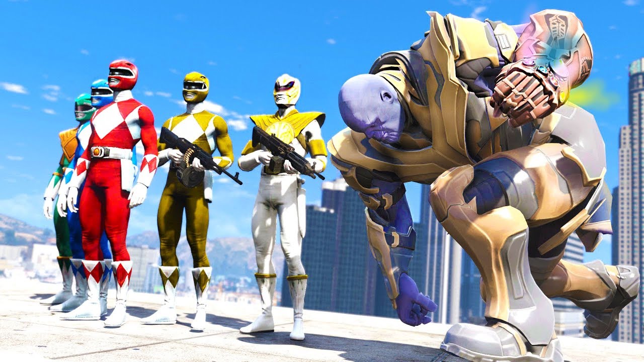 POWER RANGERS BATTLE THANOS!!! (GTA 5 Mods) - YouTube