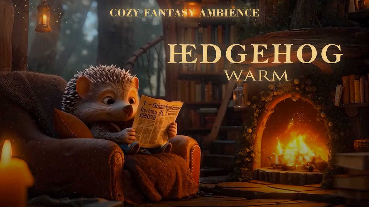 Cozy Hedgehog In The Warm Nest | Forest Library Space & Natural Sounds ...