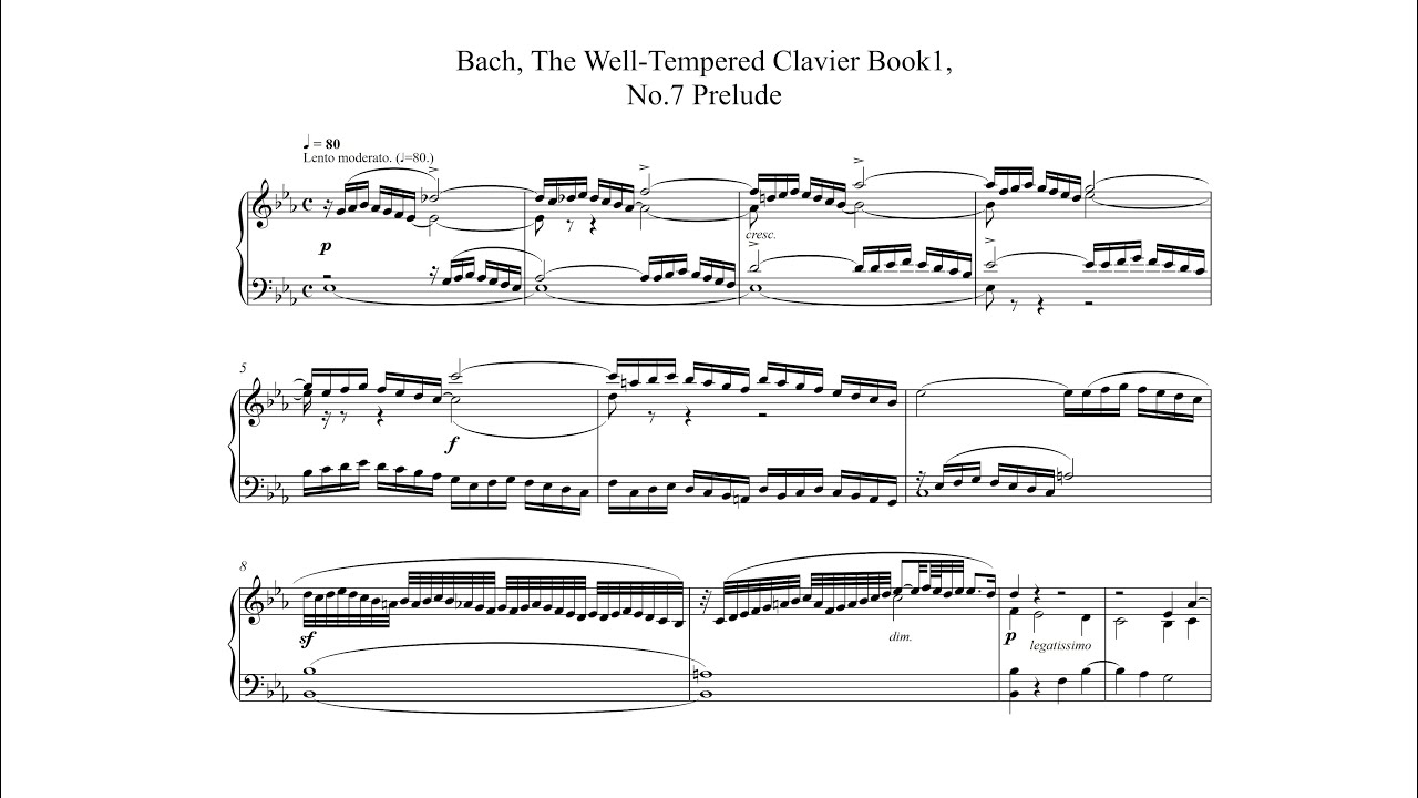 Bach, The Well-Tempered Clavier Book1, No.7 Prelude - YouTube