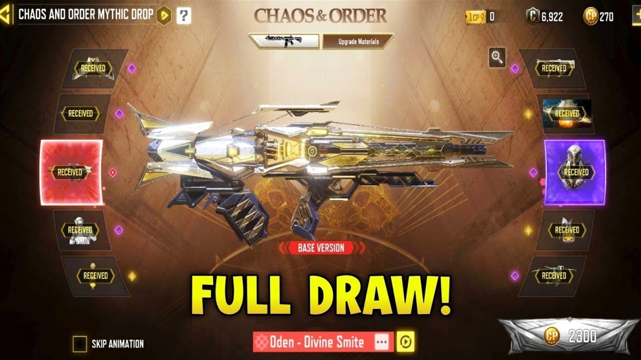 Mythic Oden Divine Smite Full Draw CODM | Chaos & Order Mythic Drop Cod Mobile - YouTube