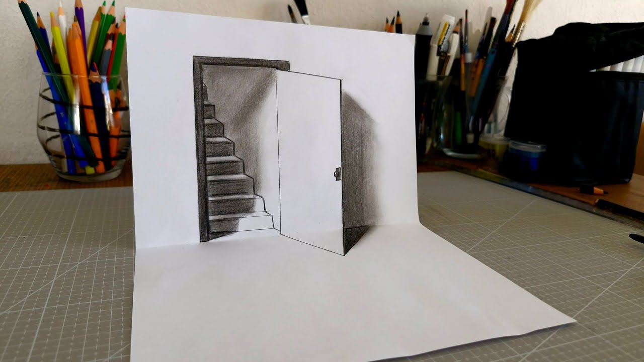 How to draw a 3D door? 3Ddrawing step by step! 3D illusion - YouTube