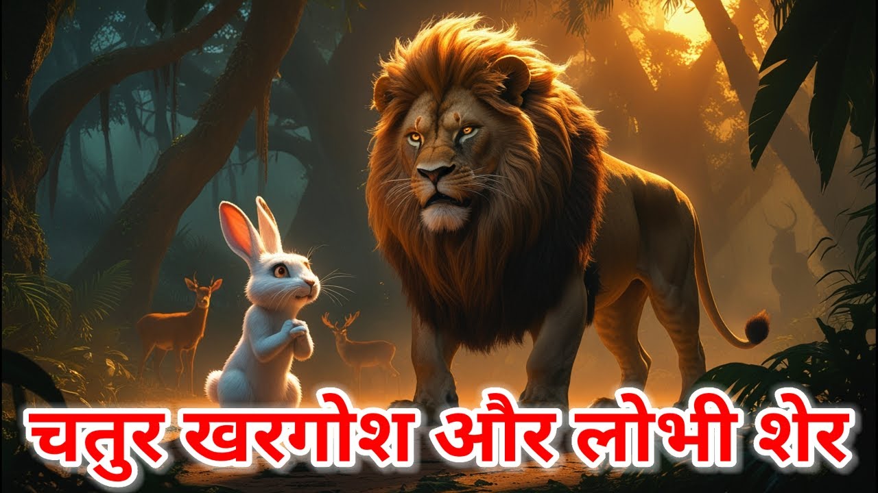 प्रेरणादायक कहानी चतुर खरगोश और लोभी शेर Clever Rabbit and Greedy Lion ...