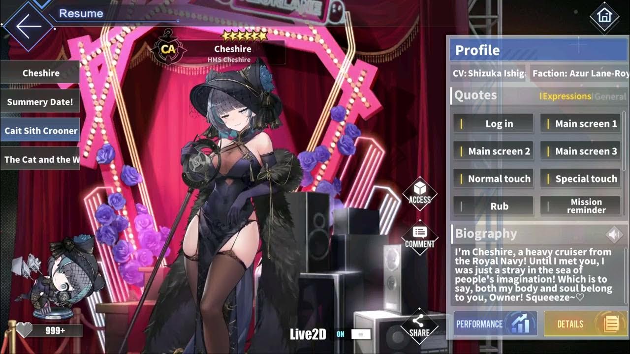 Azur Lane: Cheshire L2D Skin [Cait Sith Crooner] (Black Friday Akashi's Fire Sale 2021) - YouTube