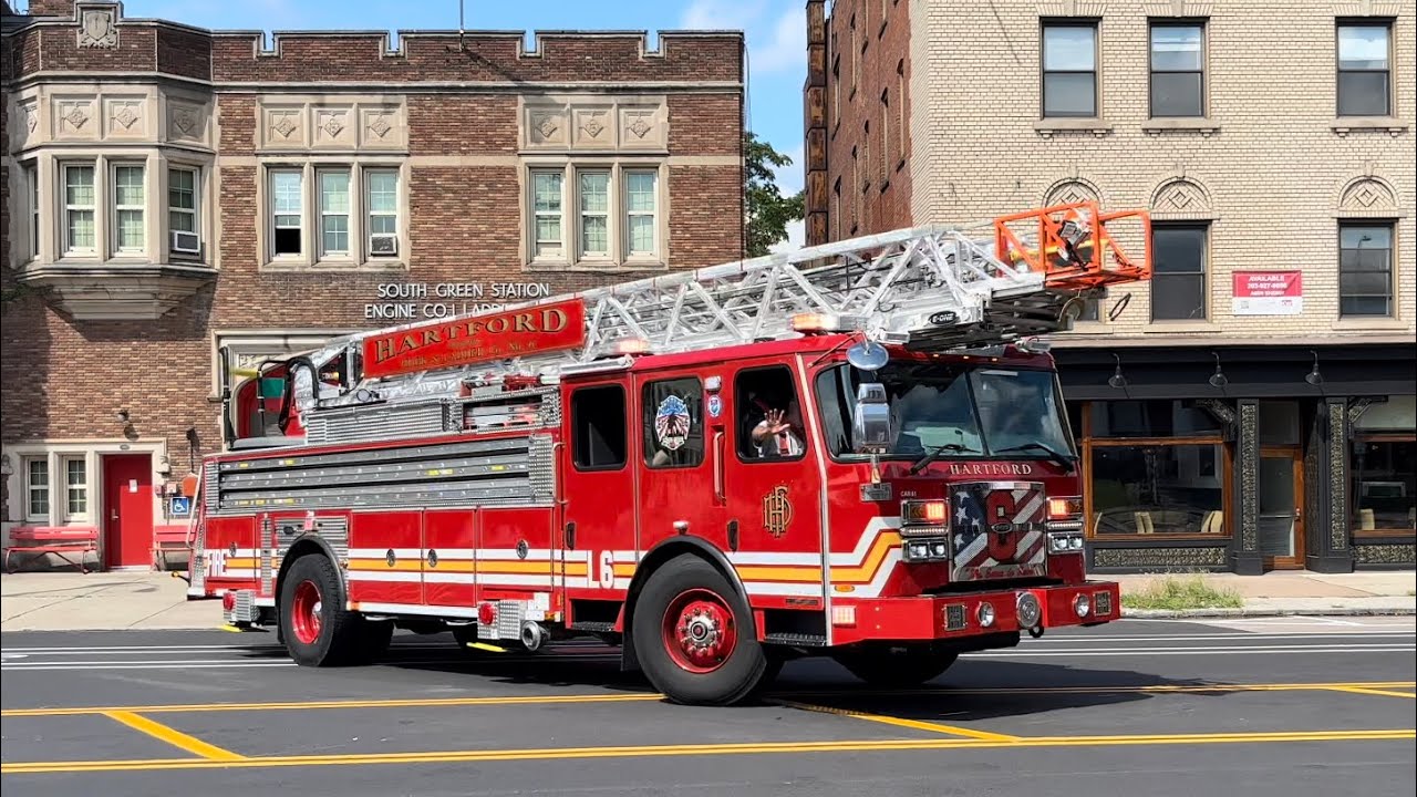 Hartford Fire Department Ladder 6 responding with Q2b, Wail, and Horn ...