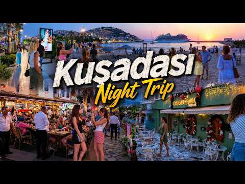 KUSADASI EVENİNG WALK 4K | EXPLORİNG TURKEY’S MOST CROWDED AEGEAN RESORT TOWN AT NİGHT