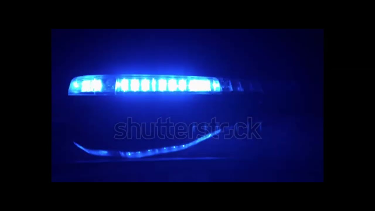 Blue flashing police car lights in the night. Close up. - YouTube