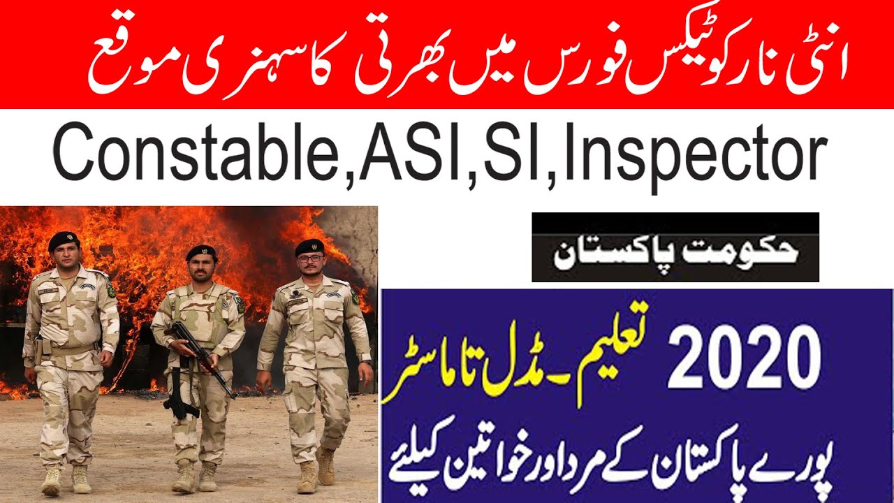 Latest Anti narcotics Force ANF jobs For Male and Female Jobs 2020 ...