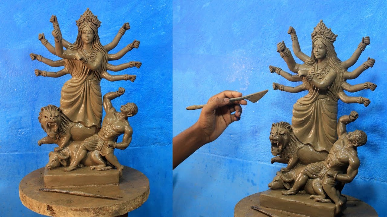 How to make maa durga | small durga murti making | clay modelling - YouTube