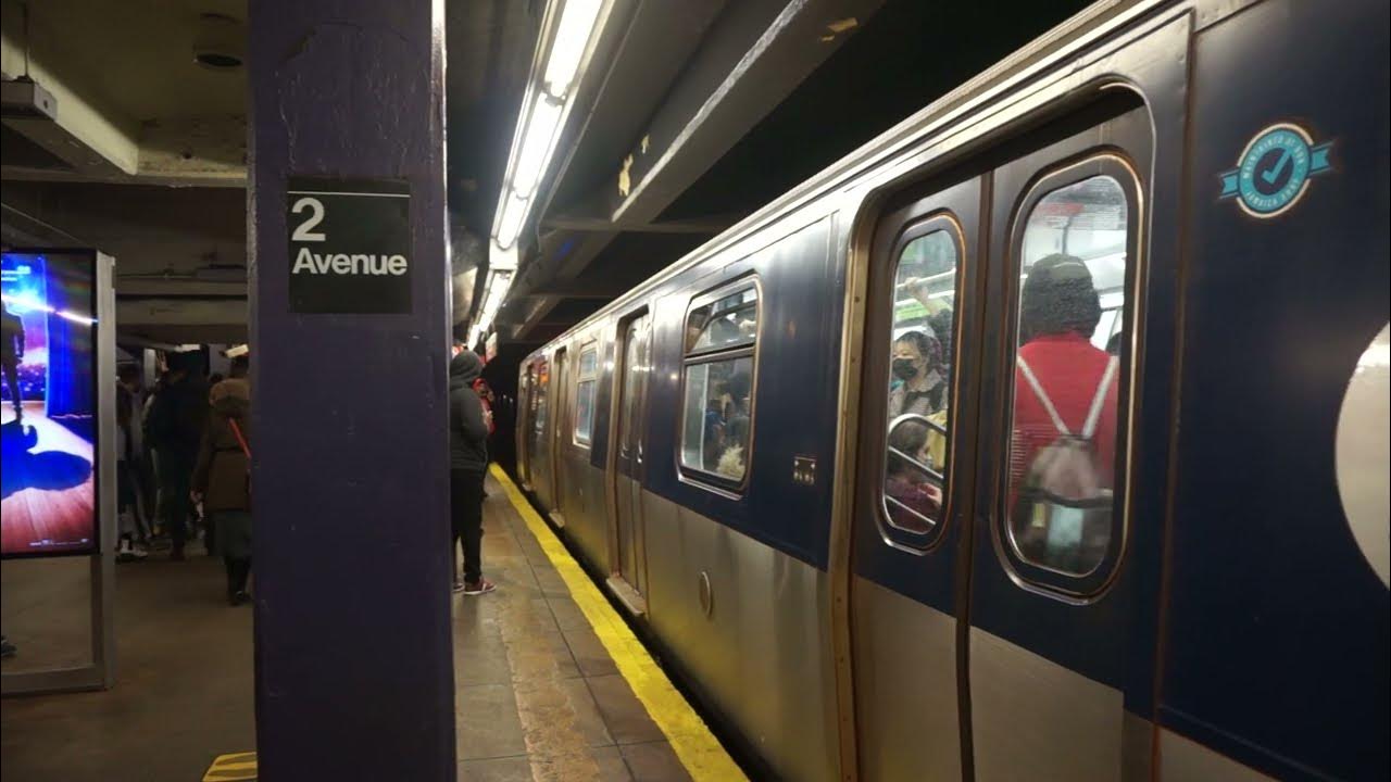 NYC Subway: Queens bound R160 F Train leaving 2 Av - YouTube