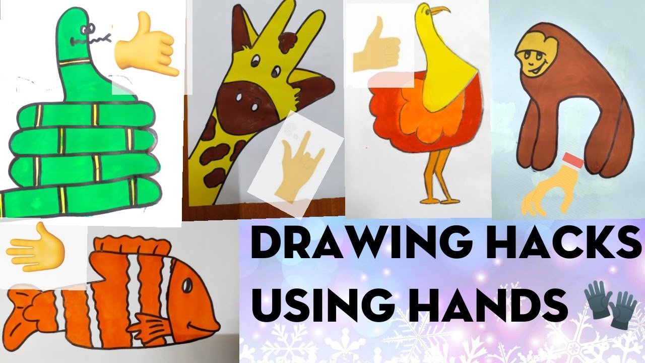 How to Draw Animals using your fingers🤘🤏🤙 👍 ||Drawing hacks|| Totally ...