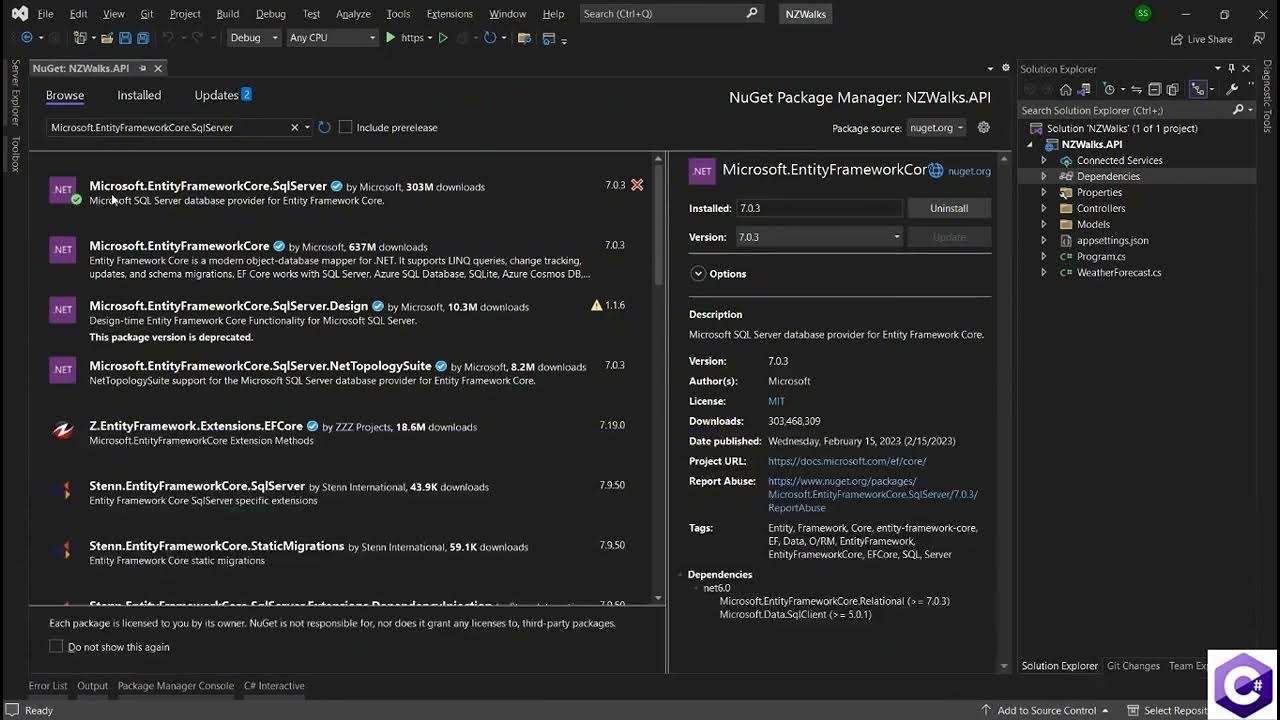 Adding Entity Framework Core Packages in ASP.NET Core Part #6 - YouTube