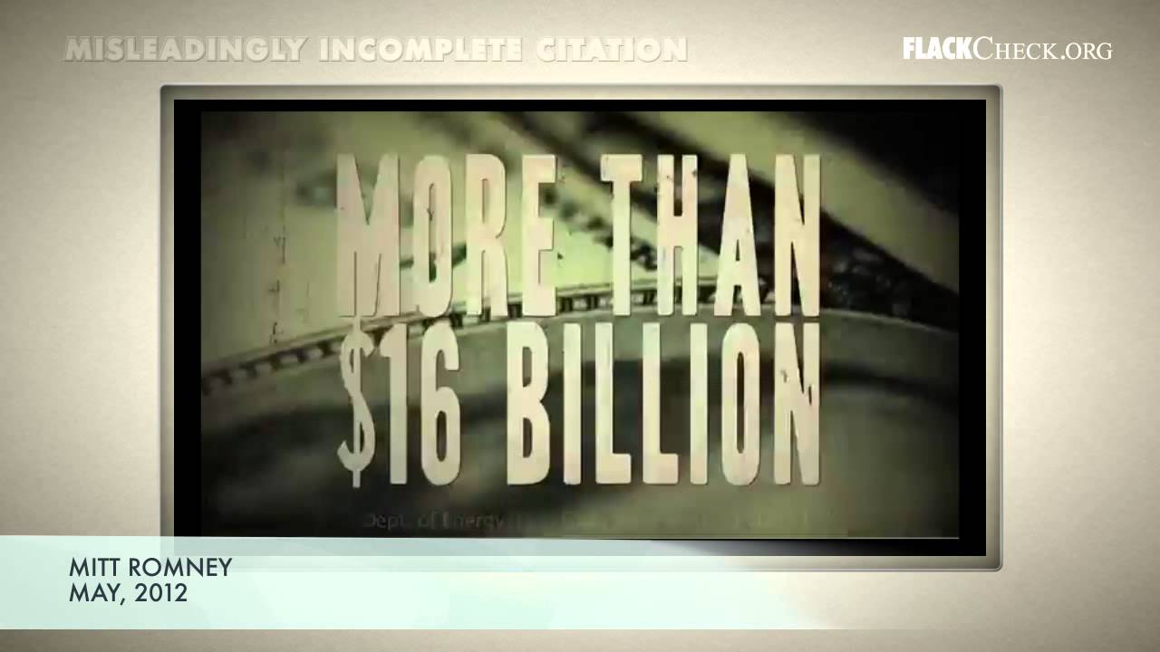 Misleadingly Incomplete Citation: Romney vs. Obama on Solyndra - YouTube