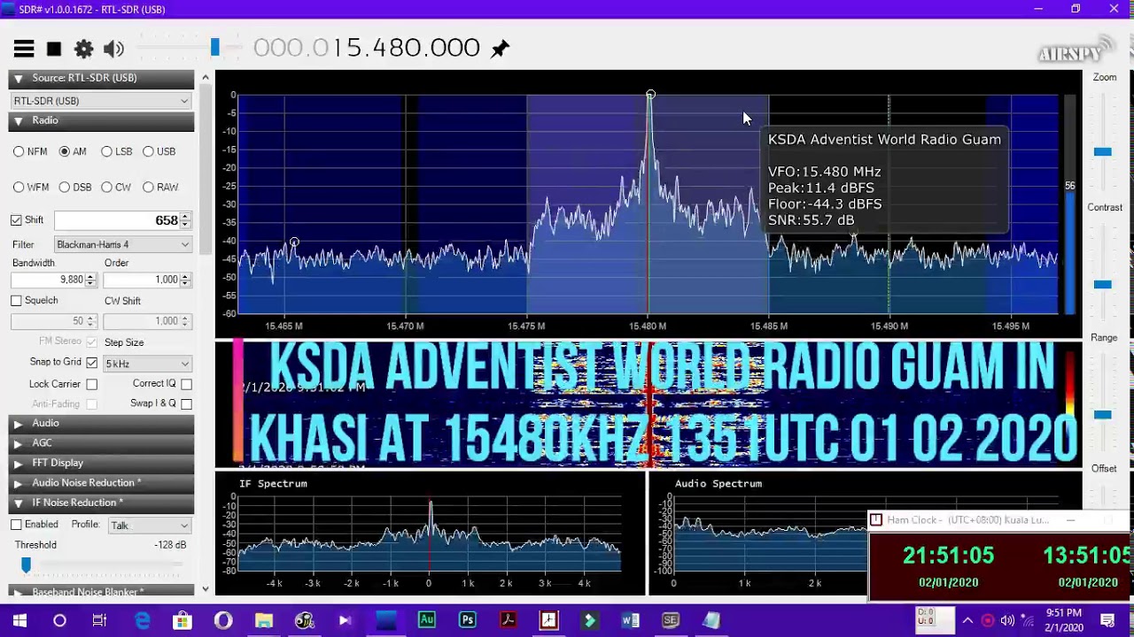 KSDA Adventist World Radio Guam in Khasi at 15480KHz 1351UTC 01 02 2020 ...