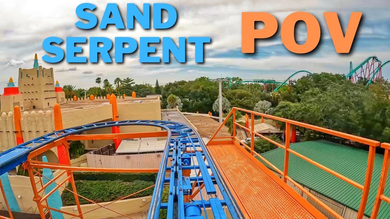 Sand Serpent Front Row POV at Busch Gardens Tampa Florida 4K - YouTube