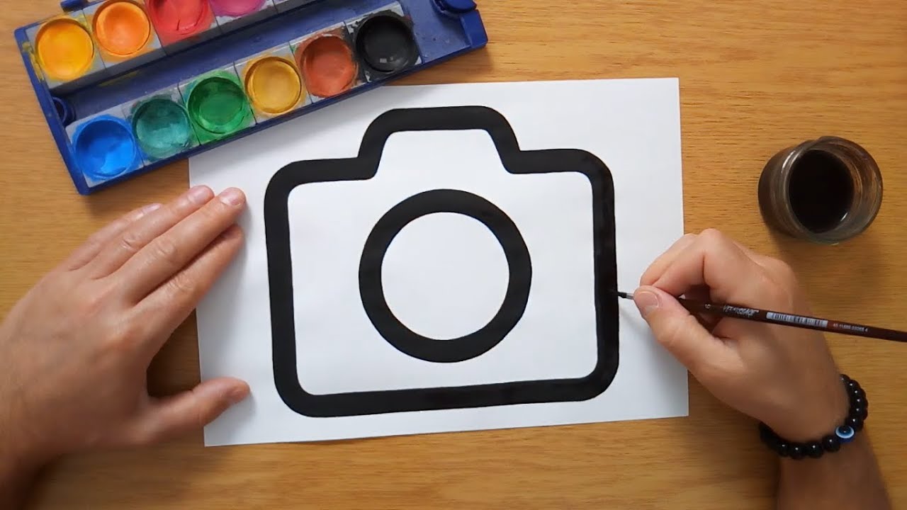 How to draw a camera icon - YouTube