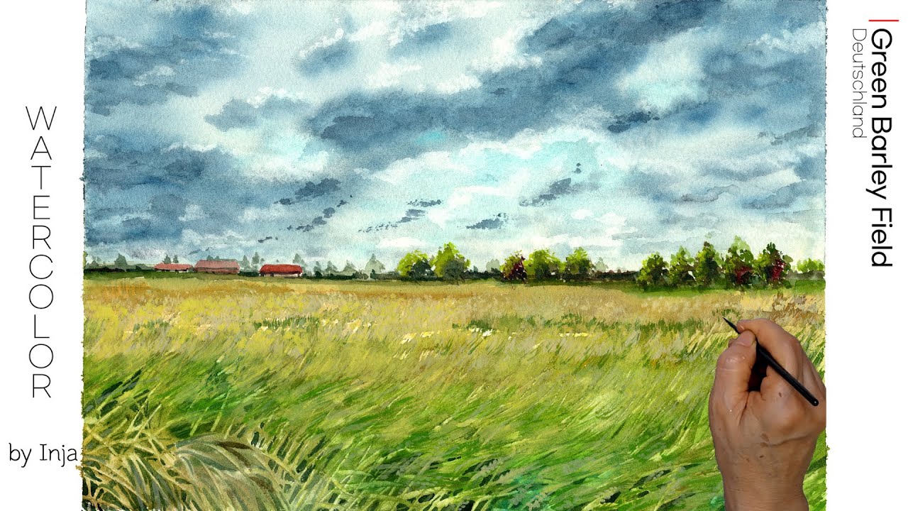 Green Barley Field (July, 2021)│Watercolor painting by Inja - YouTube
