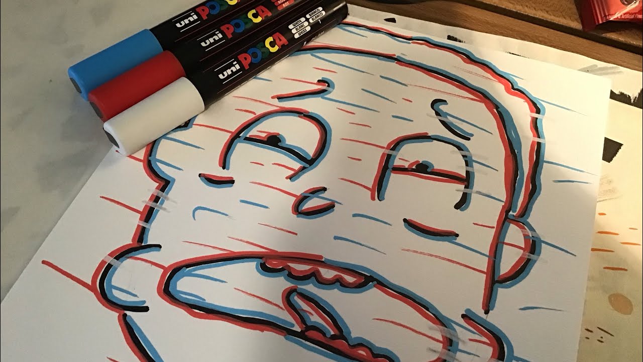 How to draw the glitch effect with Poscas - YouTube