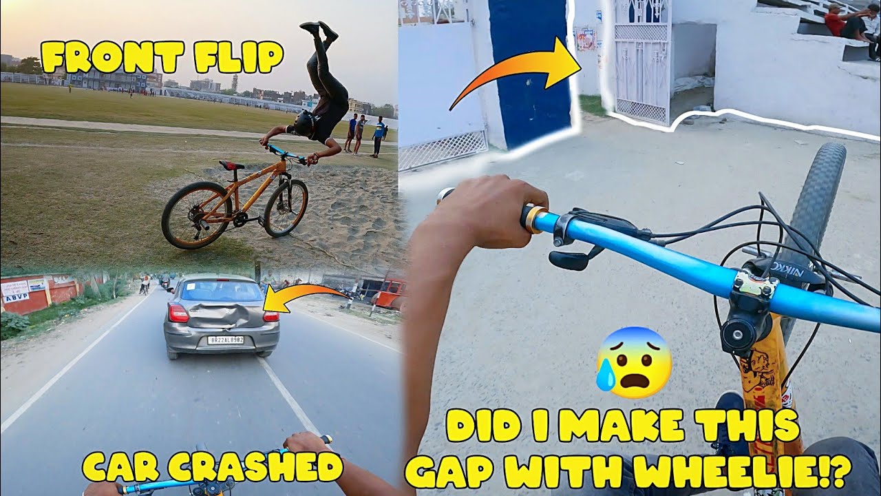 😰 Wheelie In This Gap Gone Wrong | Front Flip Practice | Bike Stunt ...