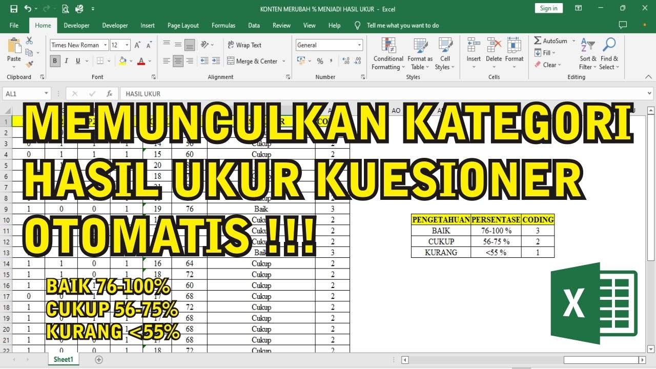 CARA MEMBUAT KATEGORI HASIL UKUR KUESIONER SECARA OTOMATIS - YouTube