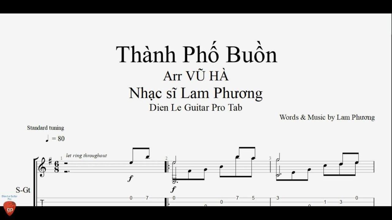 Thành Phố Buồn - Nhạc Sĩ Lam Phương - Guitar Solo Tutorial + TAB - YouTube
