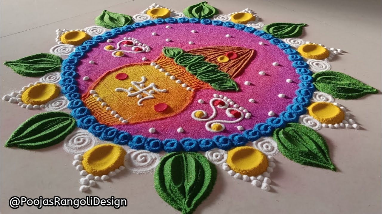 Attractive and colourful diwali rangoli | laxmi pujan rangoli | diya ...