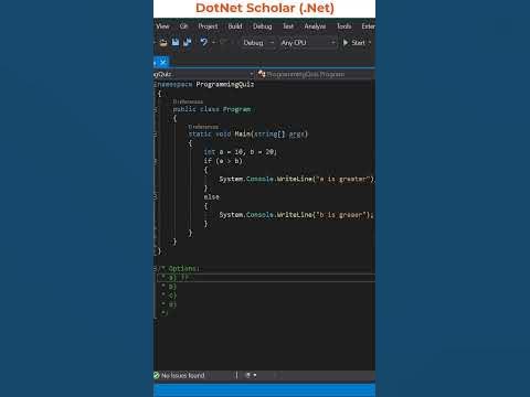 Programming Quiz Questions - Q015 - Dotnet Scholar #Shorts #CSharp #Dotnet #developer # ...
