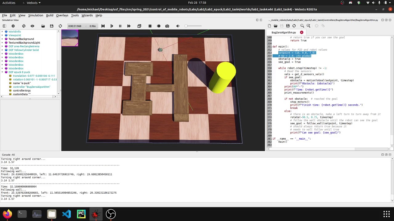 Lab 2 Task 4: Webots Bug Zero Algorithm - YouTube