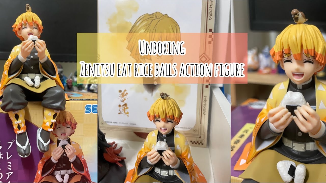 Premium Chokonose Figure Anime Demon Slayer Zenitsu Eat Rice Balls ...