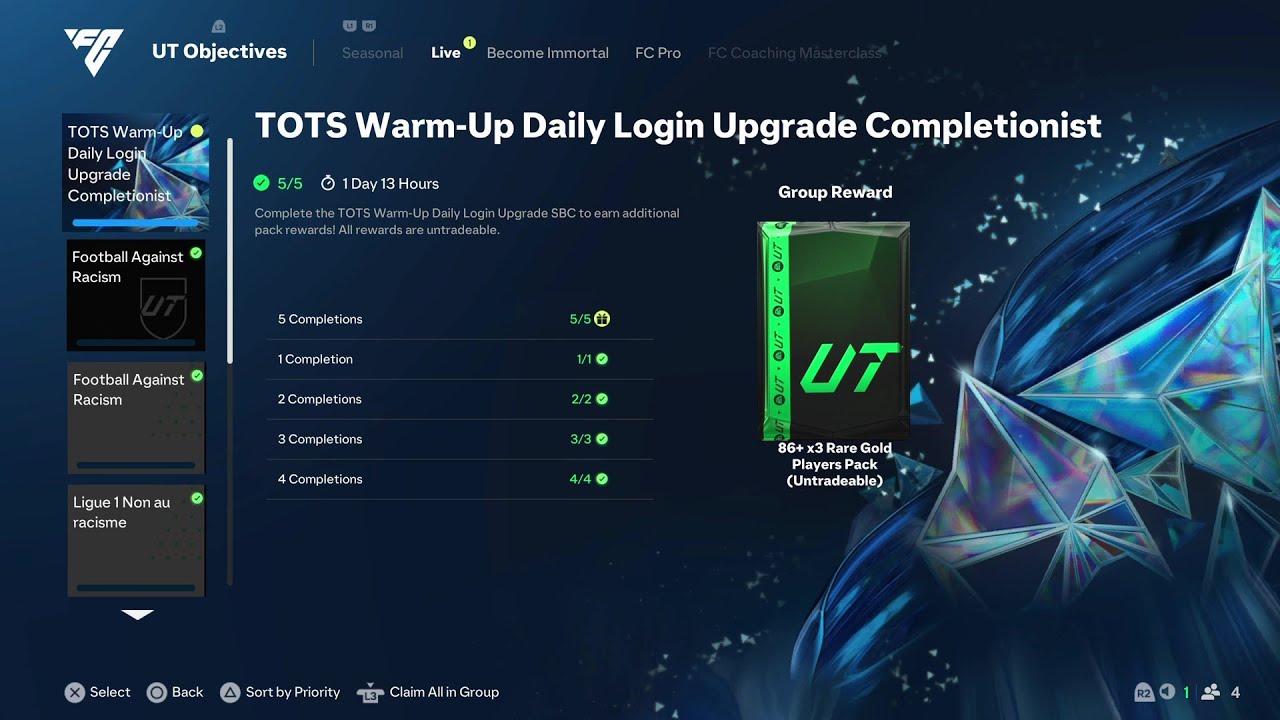 TOTS WARM-UP DAILY LOGIN UPGRADE COMPLETIONIST REWARDS (FC 25: PART 649 ...