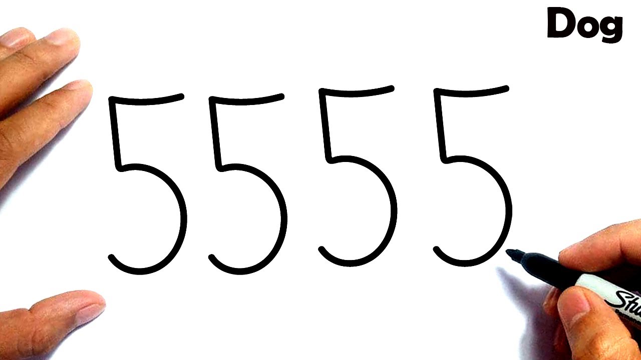 How To Draw A Dog After Numbers 5555 Step By Step _ How To Draw Easy ...