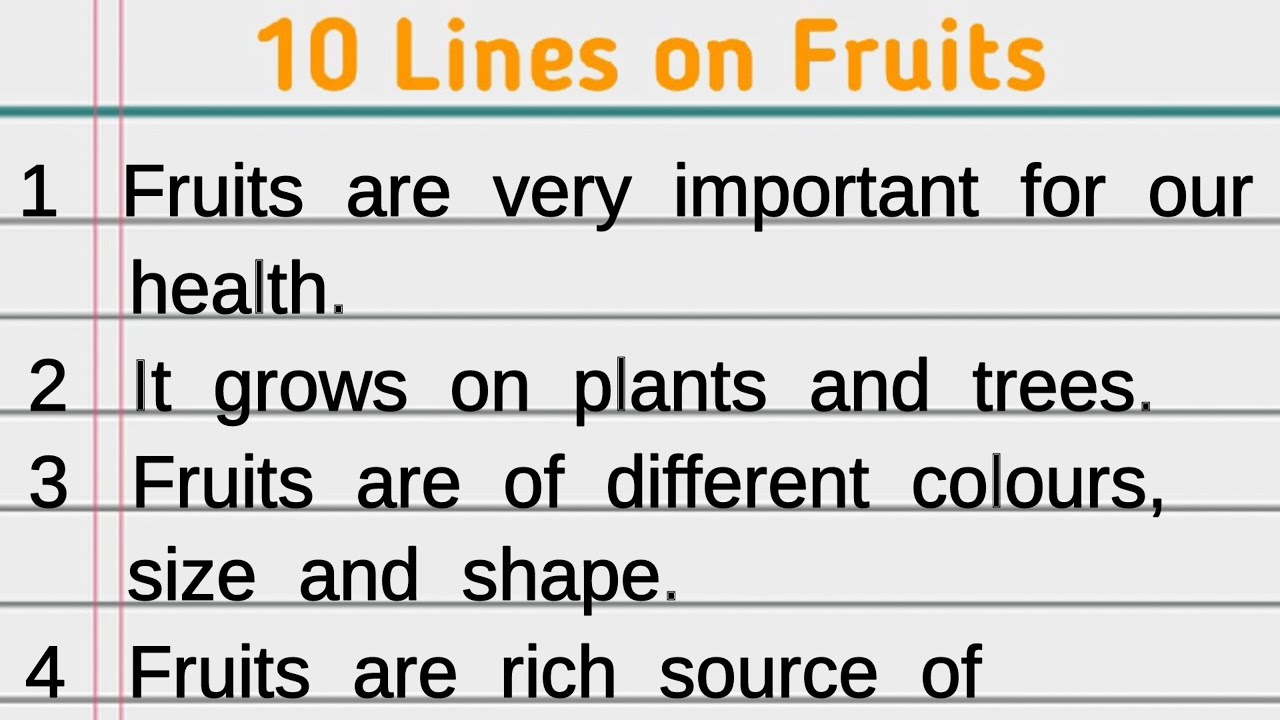 10 lines on fruits in English| 10 lines Eassy on fruits| fruits Eassy ...