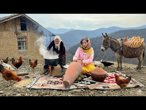 IRAN Daily Village Life | Homemade Butter and Baking Taftoon Bread