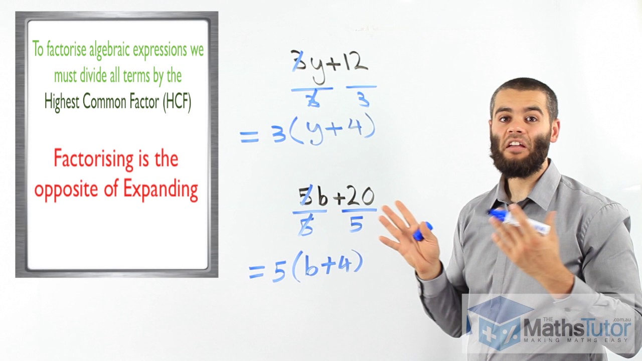 87 Factorising Algebraic Expressions Dividing by the HCF - YouTube