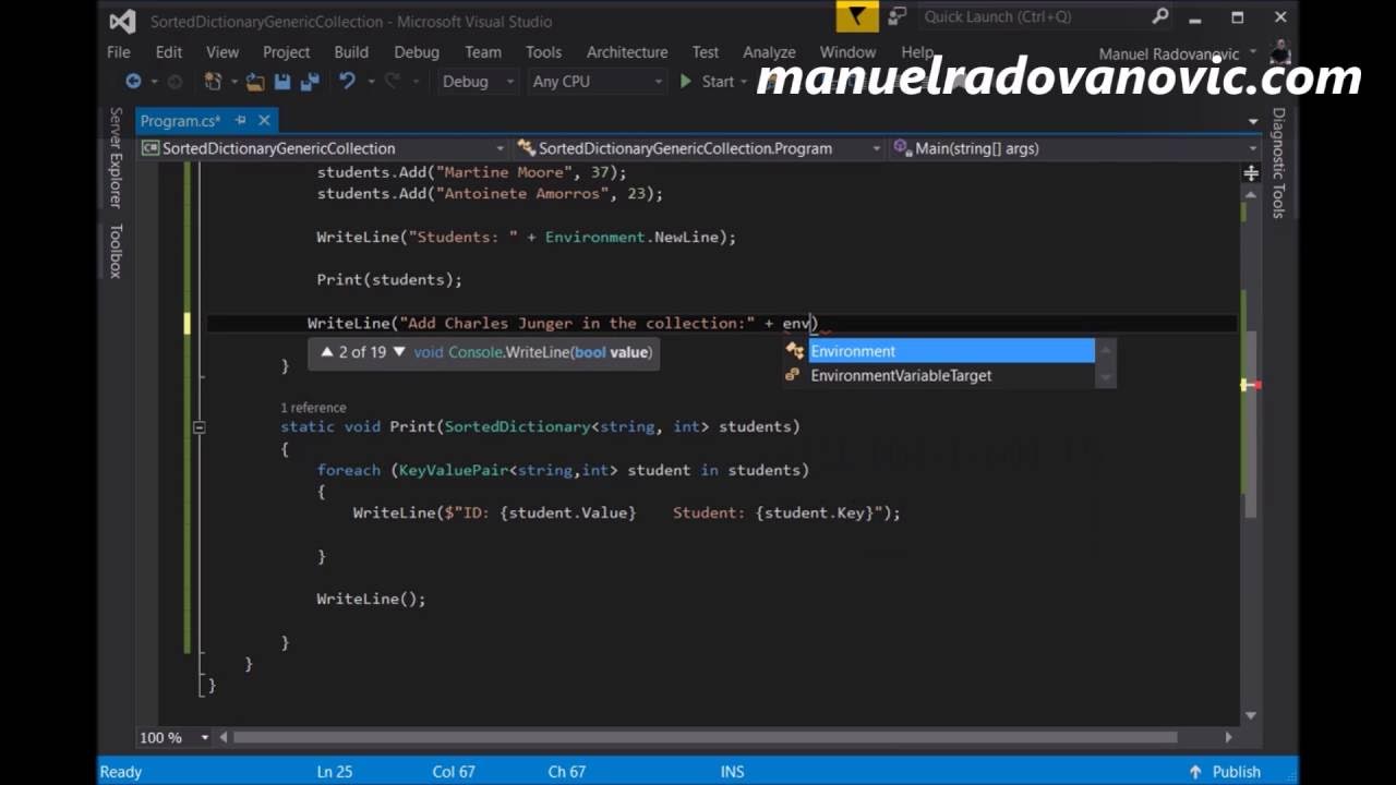 C# 6.0 Tutorial - Advanced - 38. SortedDictionary Generic Collection - YouTube