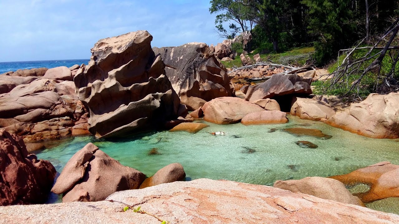 Seychelles La Digue Beach Anse Caiman Seychellen Hidden Natural Pool 4K ...