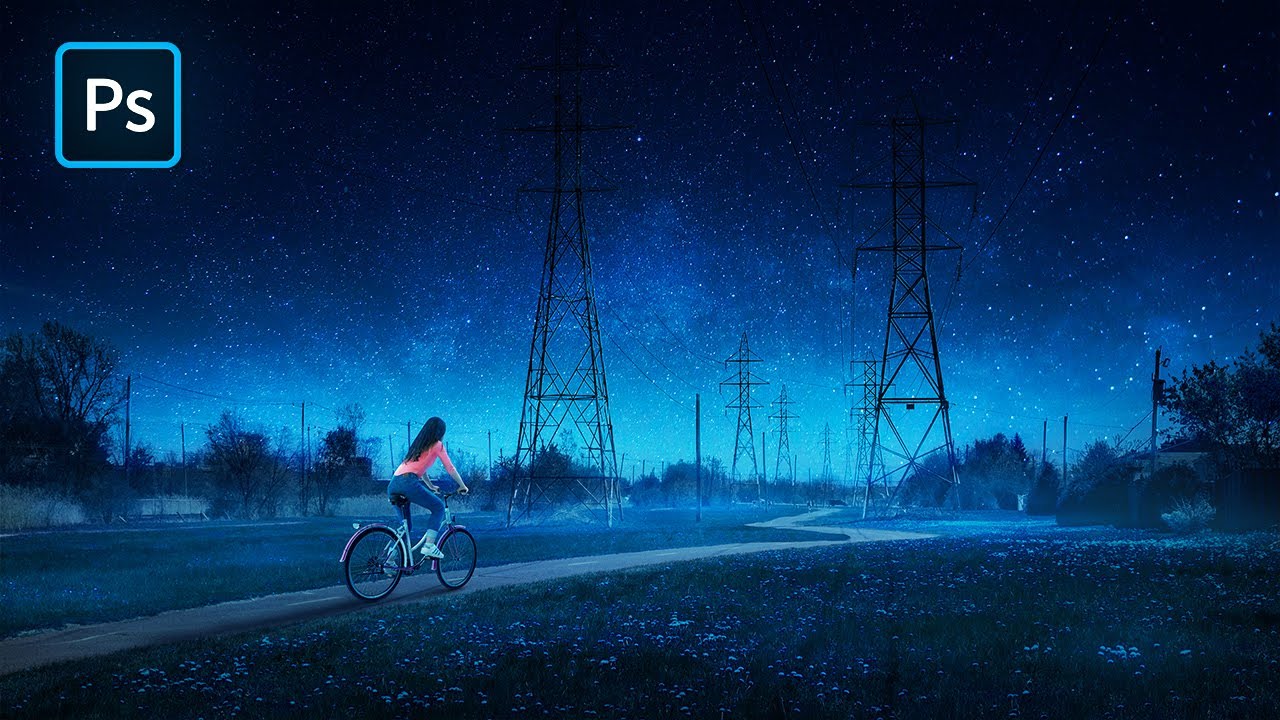 Anime starry night - Photoshop manipulation tutorial - Speed art - YouTube