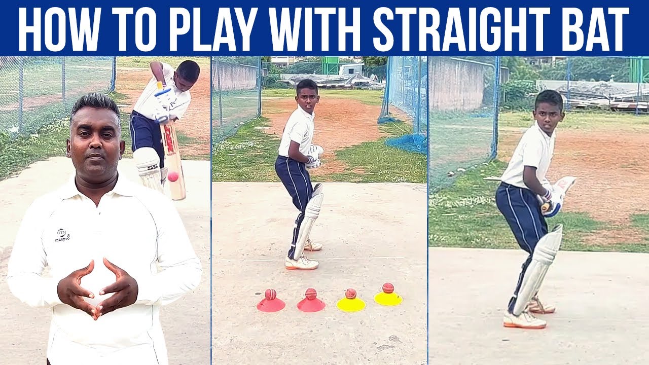 How to Play with Straight Bat | How to Play in the "V" | Cricket Drills ...