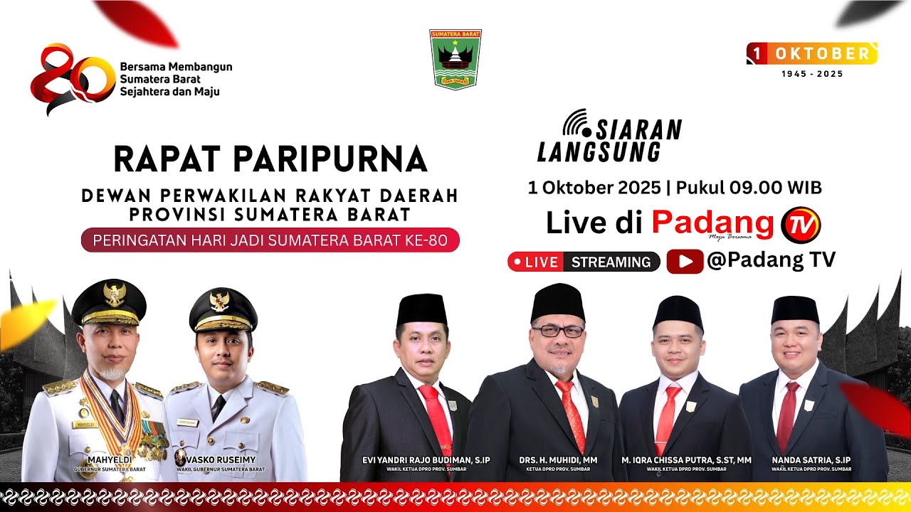 🔴 LIVE : Rapat Paripurna DPRD Sumbar Memperingati Hari Jadi Provinsi ...