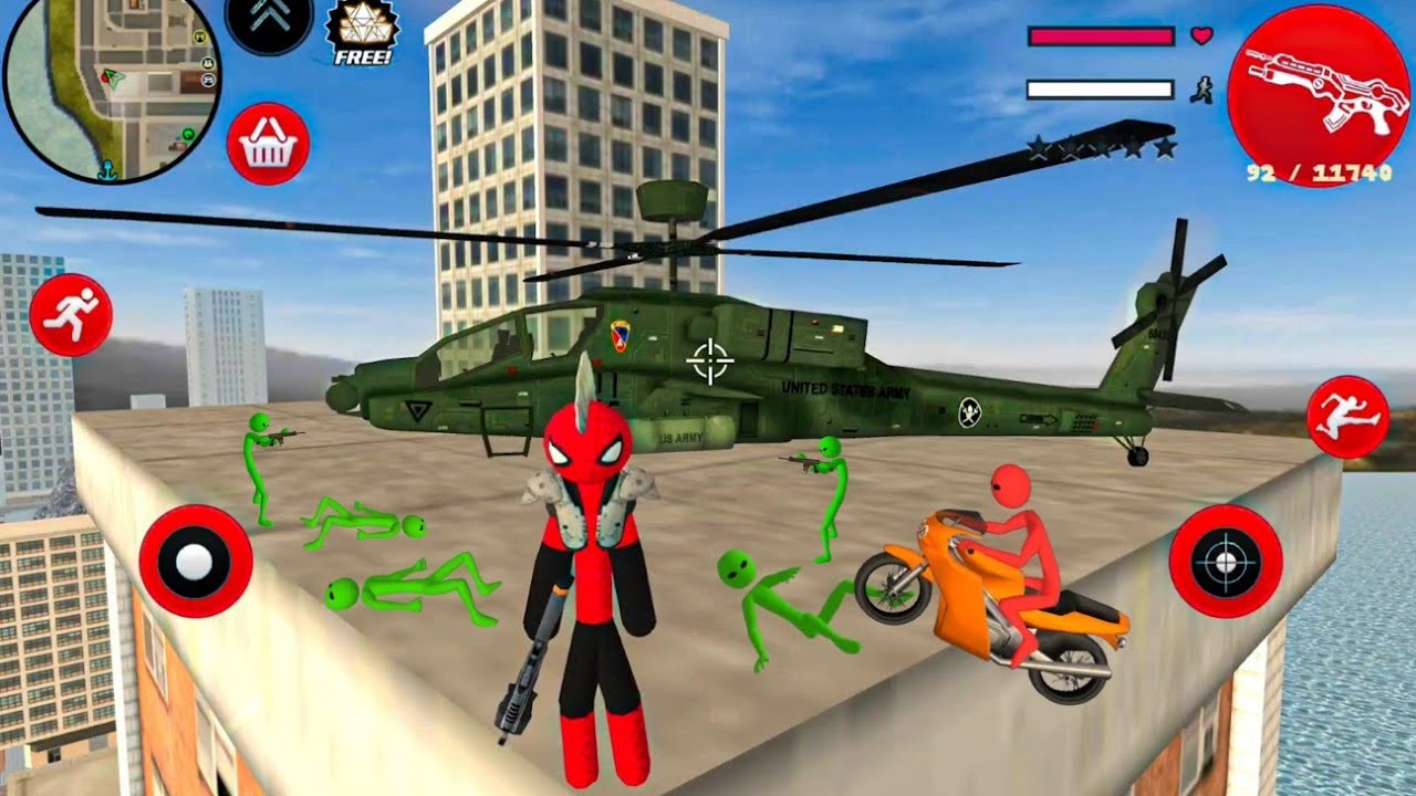Amazing Spider-Stickman Rope Hero Military Helicopter - Android ...