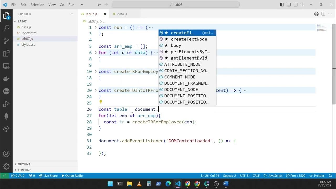 Javascript course in Arabic, video 07 : Javascript and the DOM - YouTube