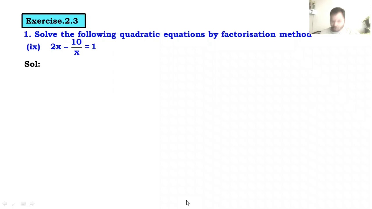 Quadratic Equation Factorization Method Example Youtube