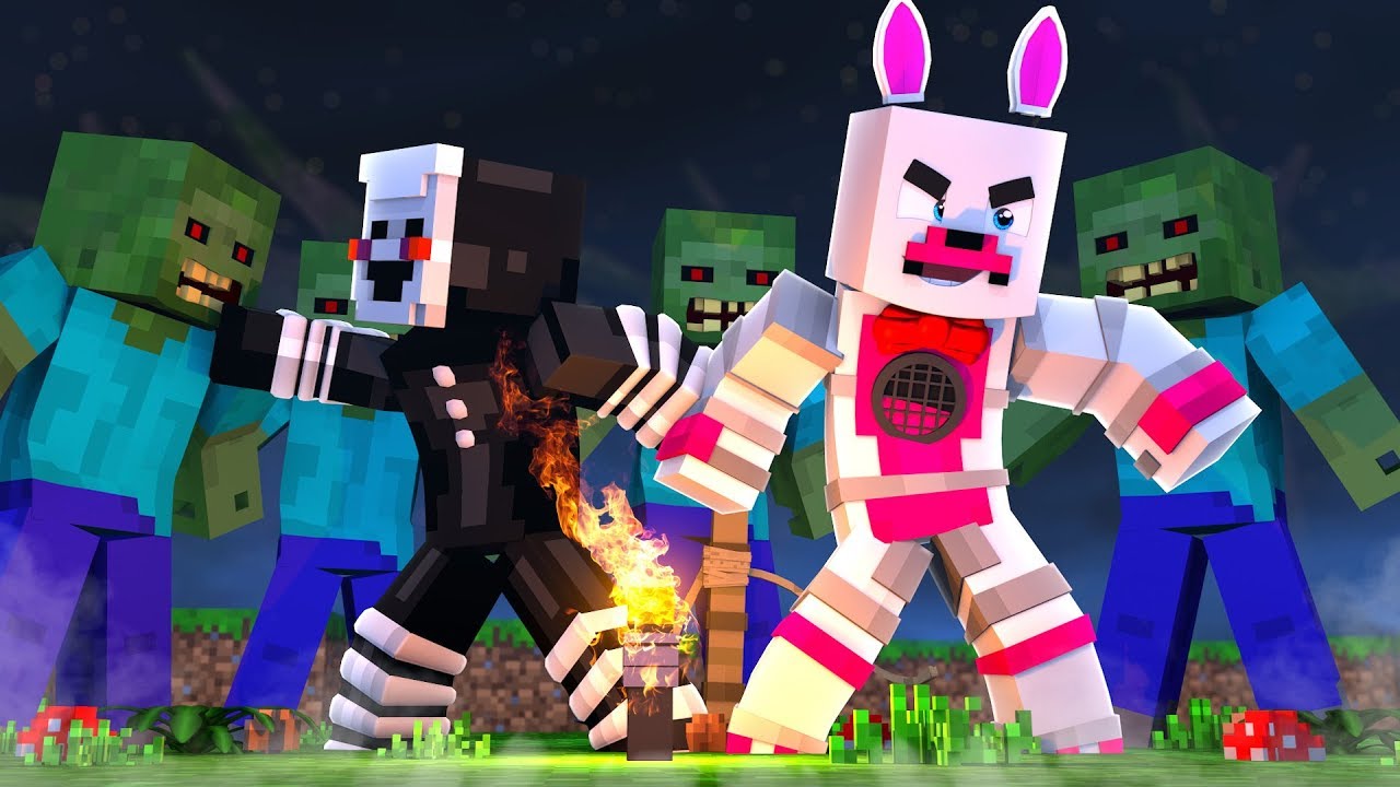 Funtime Foxy And Puppet Fight The Zombie Apocalypse (Minecraft Fnaf ...