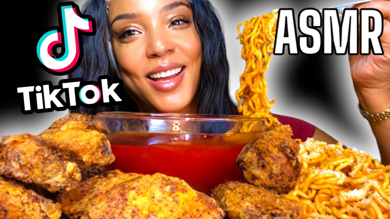 ASMR MUKBANG | TikTok Viral Fry Crunchy Chicken in WATER 💦& 2x Spicy Noodles| Nene’s Eats ASMR ...