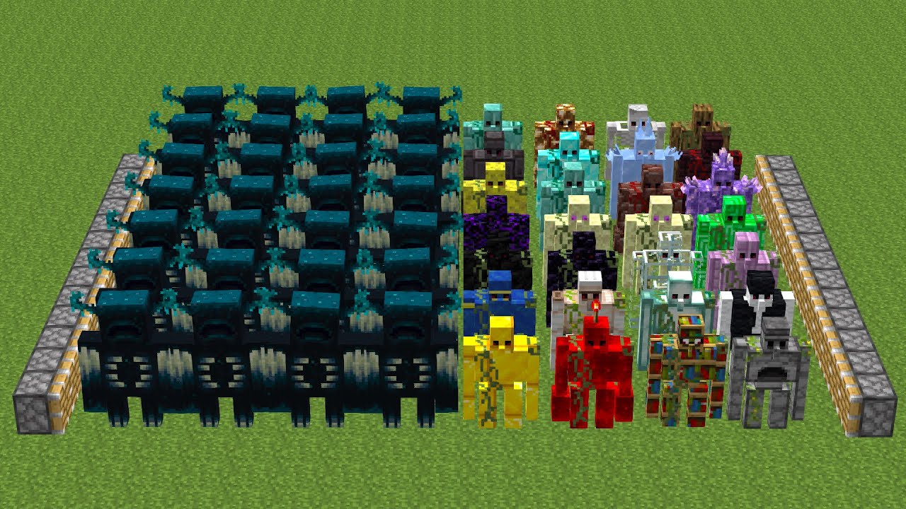x100 minecraft Warden and all extra Golems combined? - YouTube