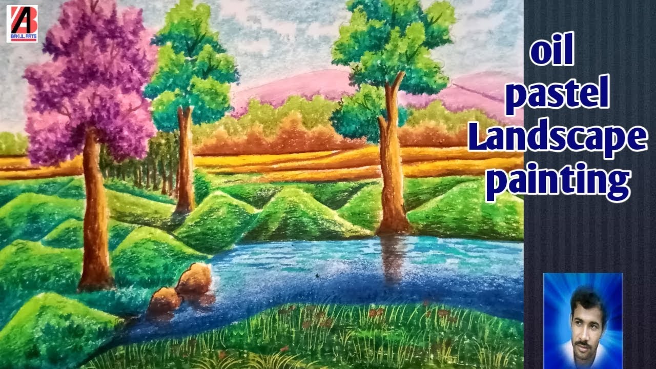Oil pastel nature scenery drawing - africankery