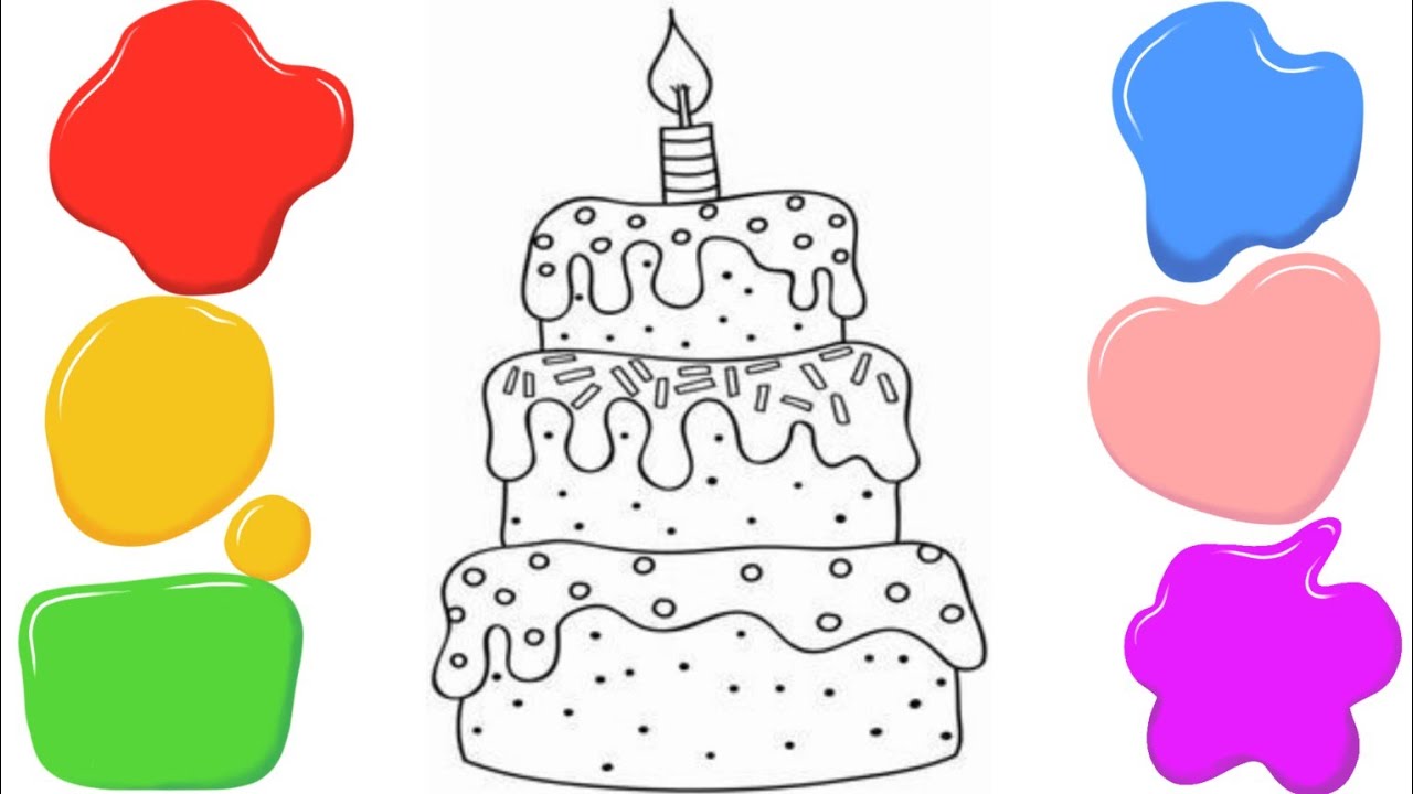 How to Paint a Birthday Cake🎂 Step by Step for Kids| Painting | Drawing ...