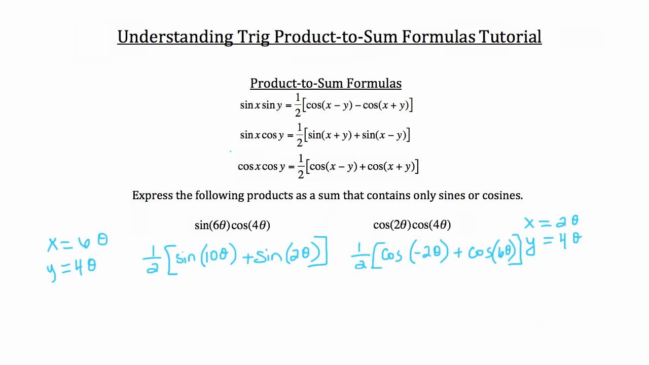 Trig Product to Sum Angle Formulas YouTube