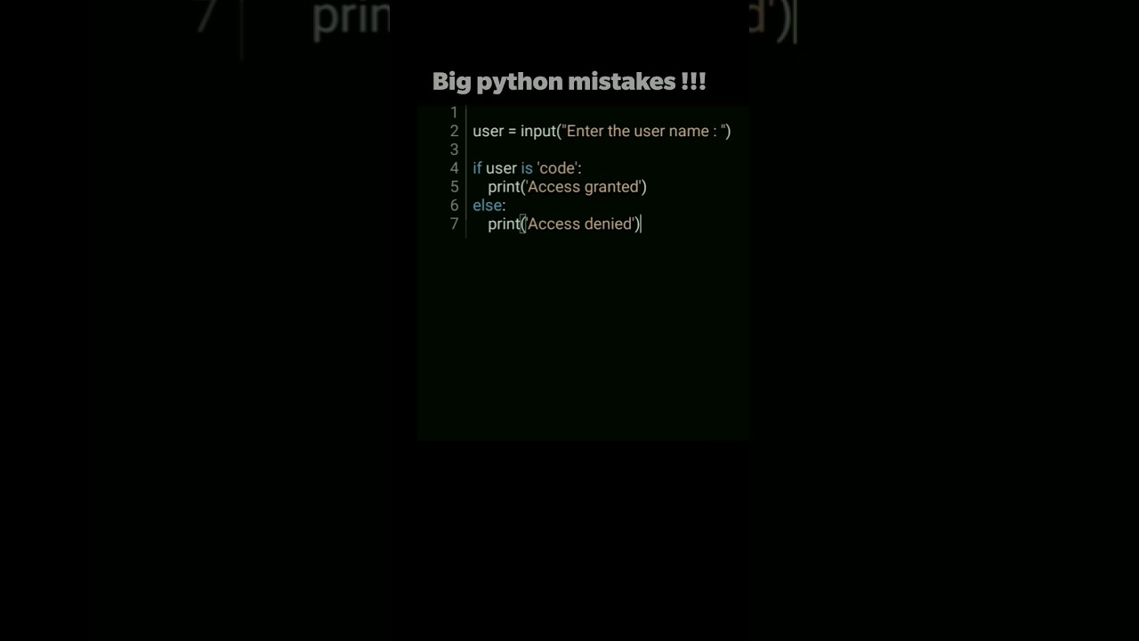 Big Python Mistakes Python Programming Subscribe Shorts Code 9380