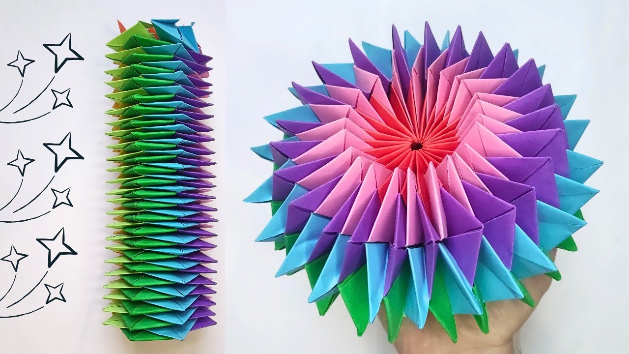 Origami SIMPLE FIREWORKS 🎇 How to make a paper fireworks - YouTube